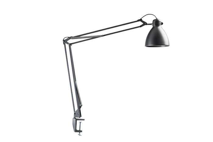 Luxo L-1 LED task light with edge clamp, Silver Grey — LuxoLighting