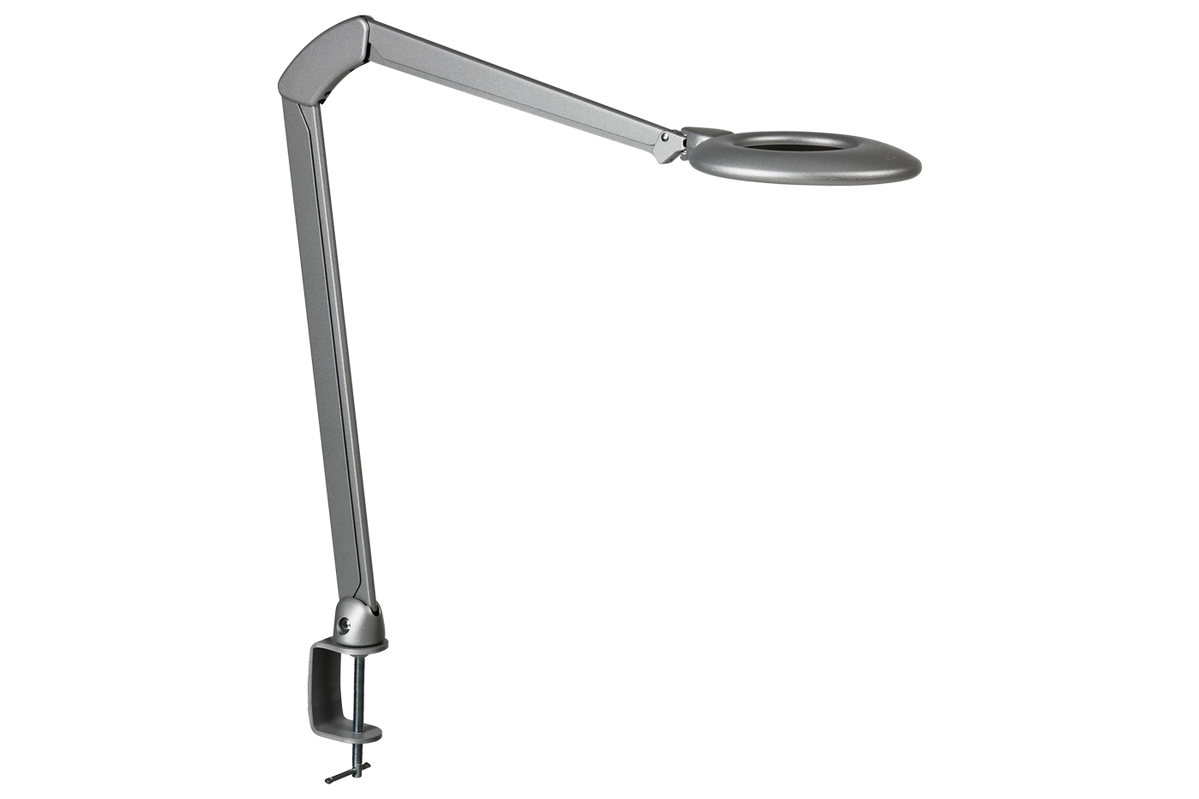 Luxo Ovelo LED task light with edge clamp, Silver Grey — LuxoLighting