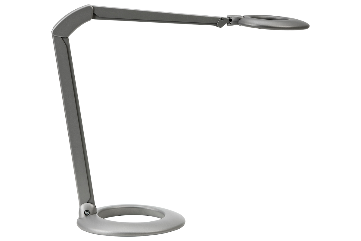 Luxo Ovelo LED task light with table-desk base, Silver Grey — LuxoLighting